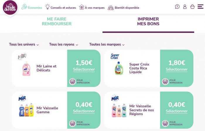 Imprimer des bons de réduction - Vivre Discount